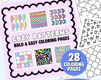 Comfy Patterns Bold Easy Coloring Book - 30 Coloring Pages Digital ...
