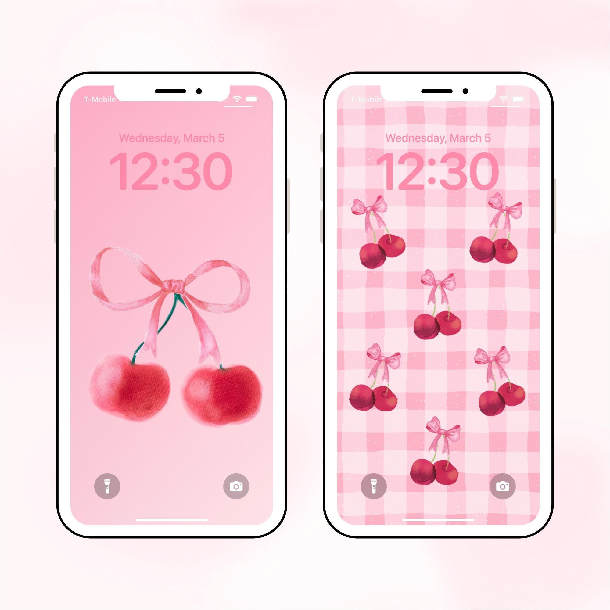 Coquette Cherry Phone Wallpaper Set | Aesthetic Phone Wallpapers | Cute ...