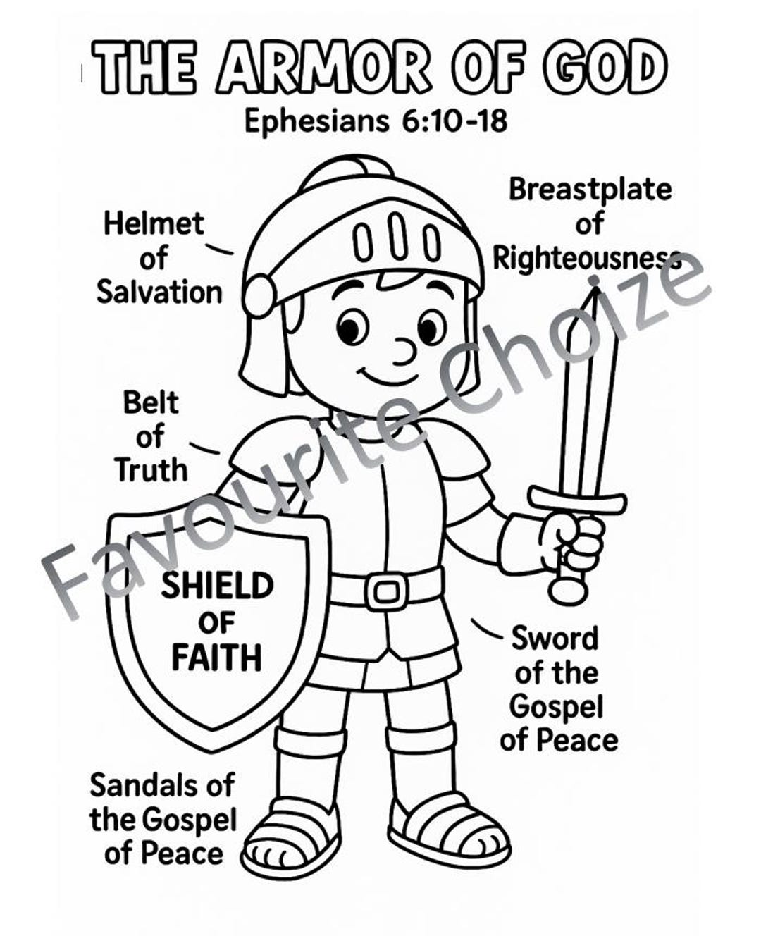 Armor of God Coloring Page – Ephesians 6:10-18 | Bible School PDF ...