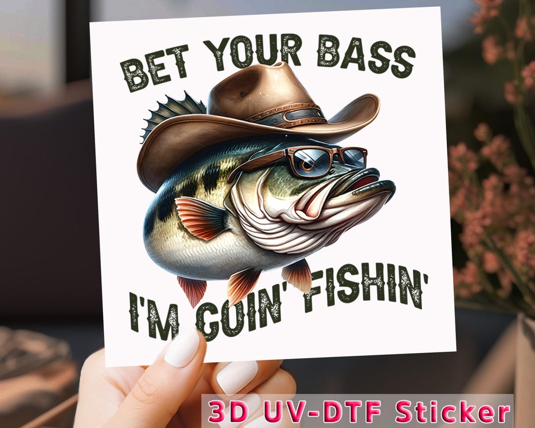 Cowboy Bass UV DTF Decal: Fishing Humor Sticker - Etsy