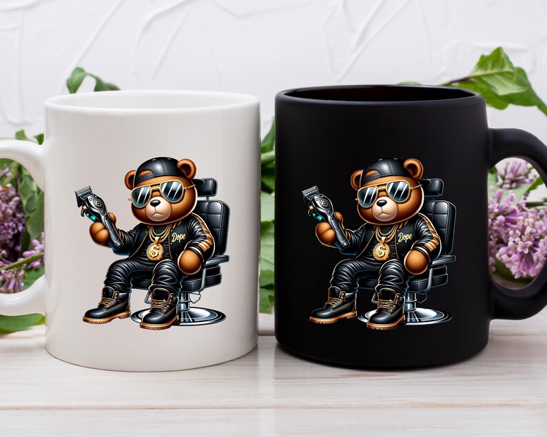 Barber Bear Sticker: Dope Gold Chain Teddy With Clipper UV DTF Transfer ...