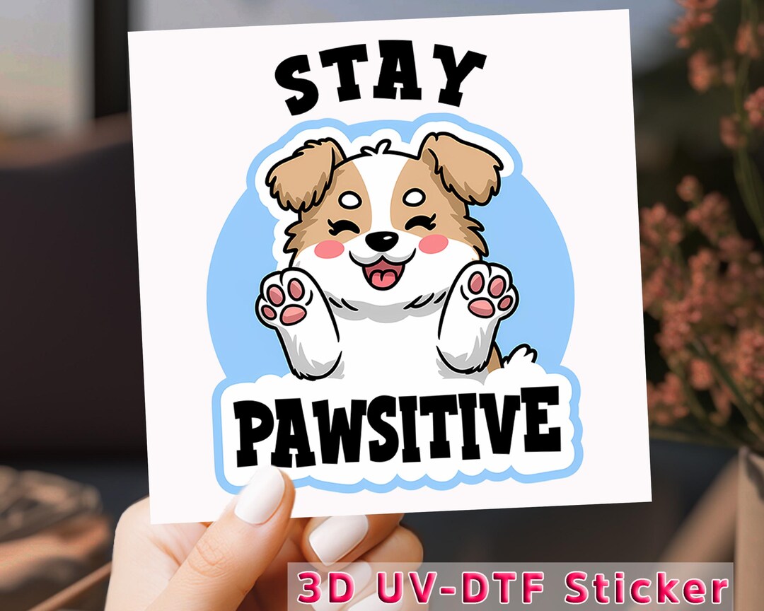 Pawsitive Puppy Cartoon UV DTF, Happy Cute Dog Face Design, Uv DTF ...