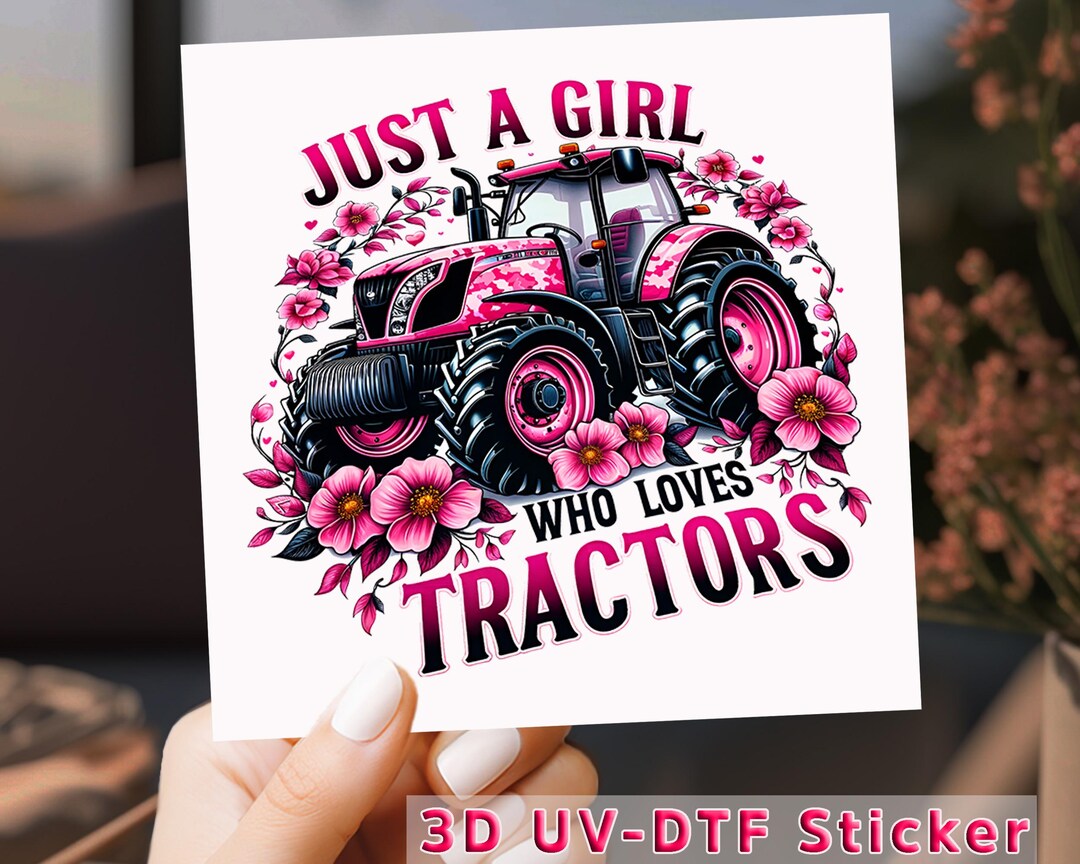 Pink Tractor Girl UV DTF, Farm Life Decal, Uv Dtf Cup Wrap, Country ...