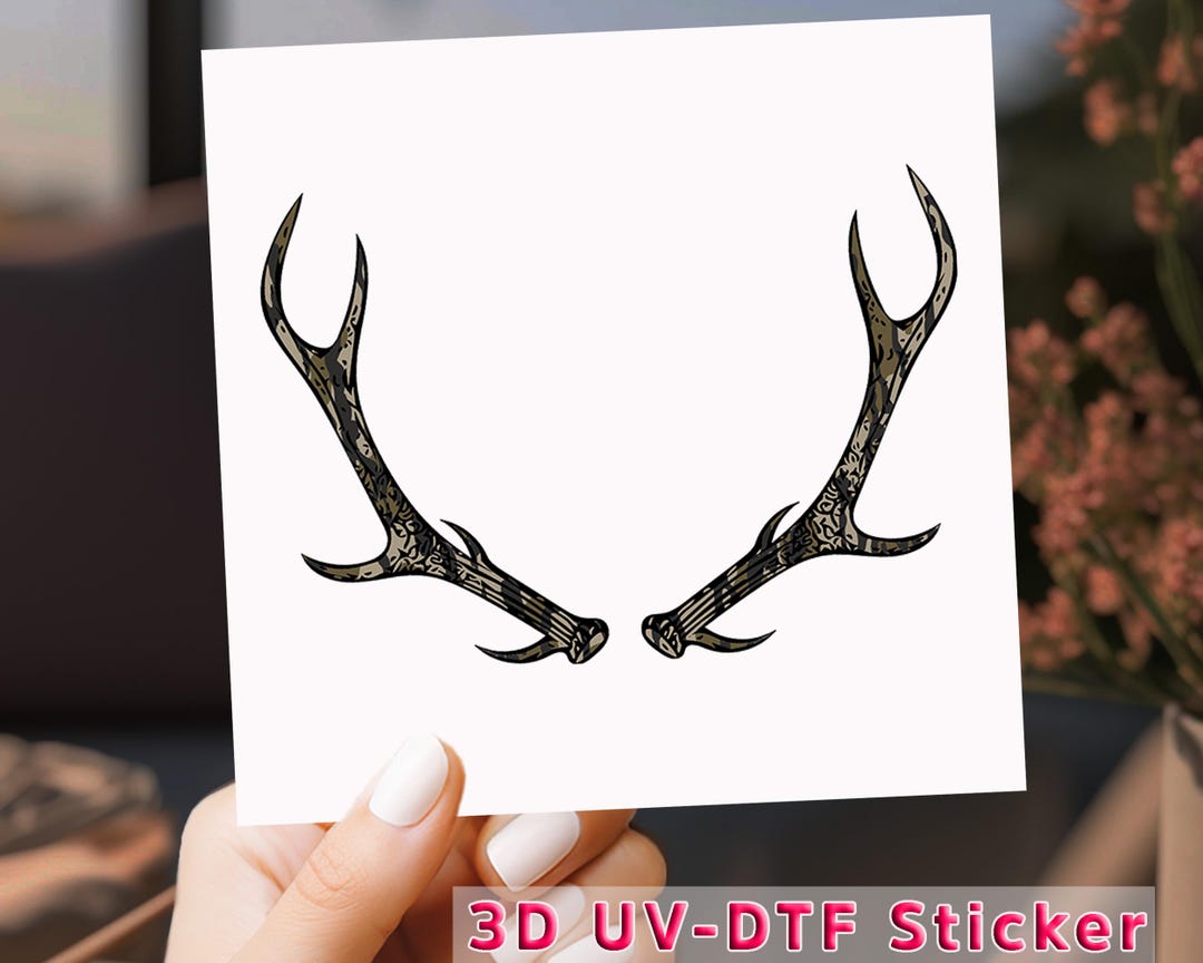 Camo Antlers UV DTF Decal: Hunting Horns Tumbler Wrap - Etsy