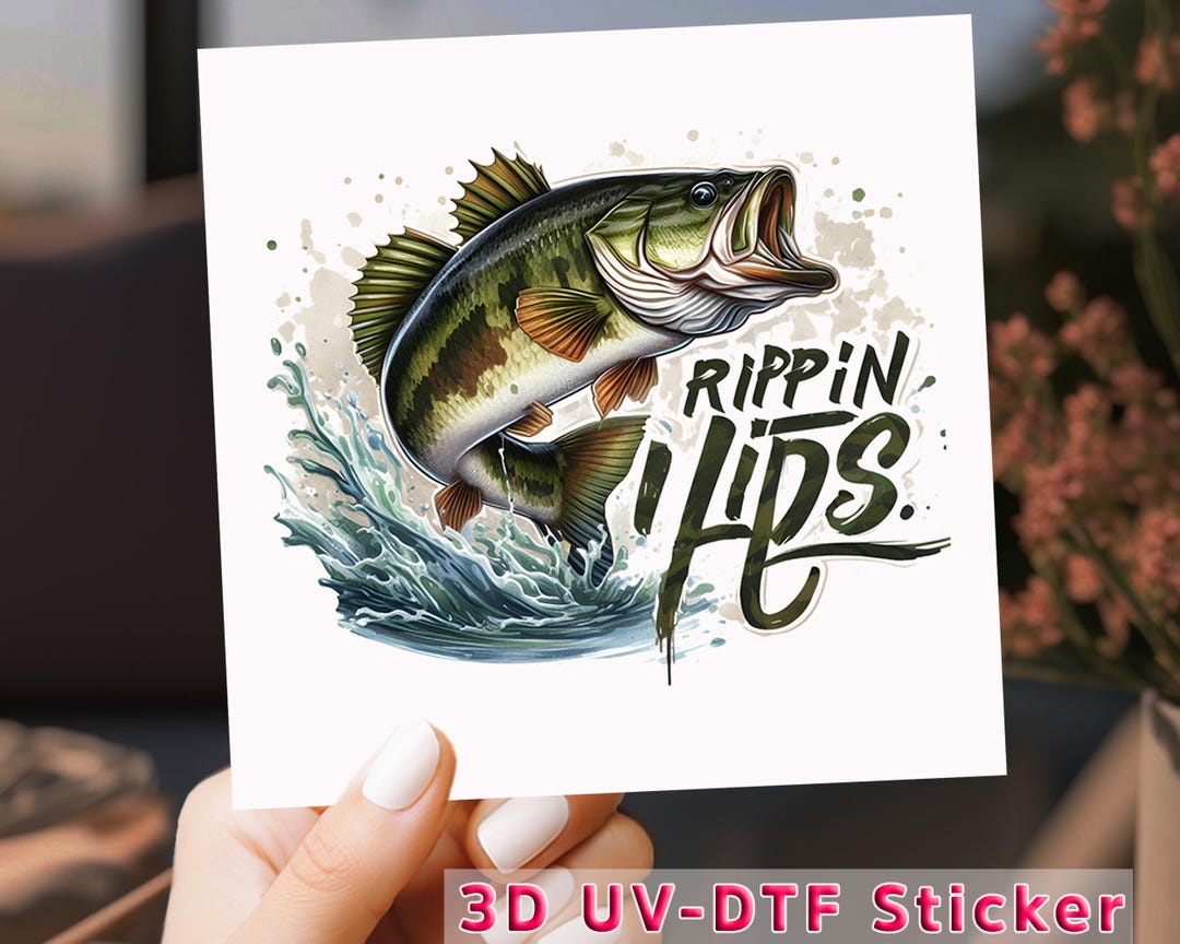 Rippin’ Lips UV DTF, Bass Fishing Decal, Uv Dtf Cup Wrap, Largemouth ...