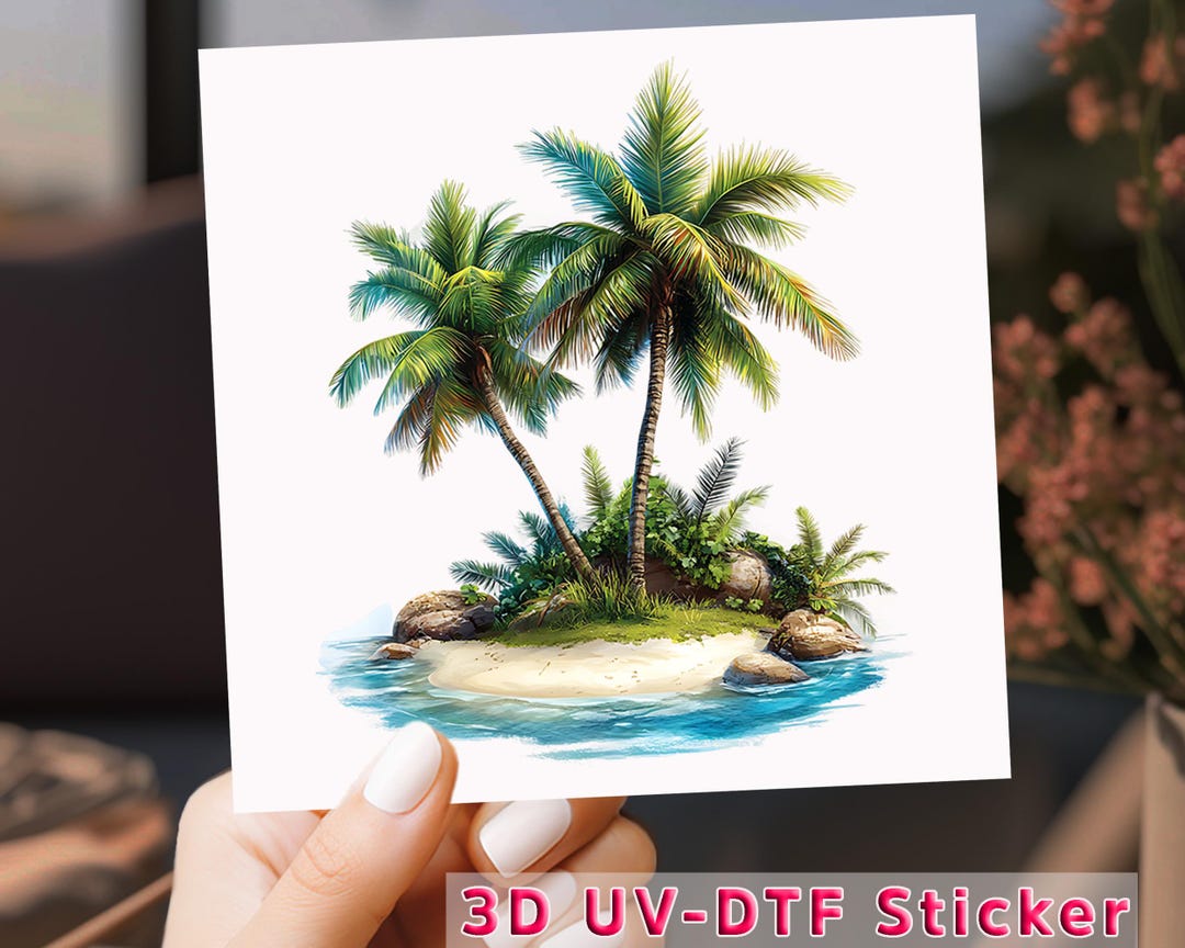 Palm Tree Island UV DTF, Tropical Beach Wrap, Uv DTF Transfer, Uv Dtf ...