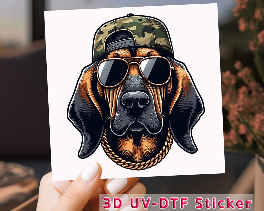 Cool Hunting Dog UV DTF, Camo Dog Decal, Uv Dtf Cup Wrap, Hunting Pup ...