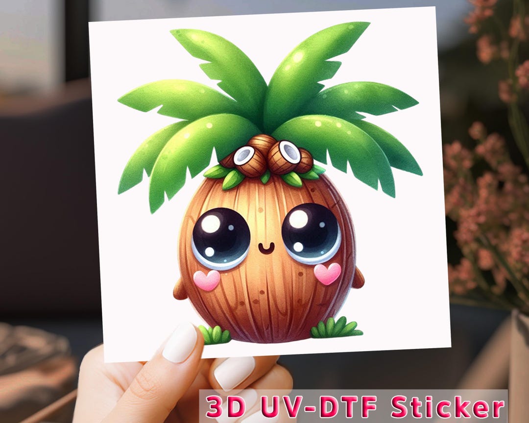 Kawaii Coconut Tree UV DTF, Cute Tropical Palm Art, Uv DTF Transfer, Uv ...