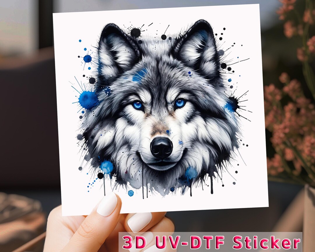 Wolf Face Sticker, Arctic Blue Eyes (UV DTF Transfer, Waterproof) - Etsy