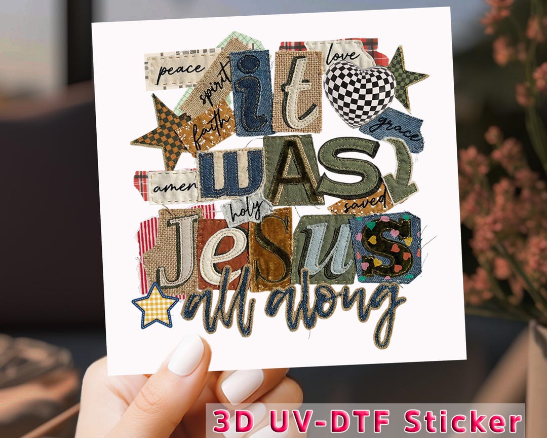 Jesus Patchwork UV DTF Sticker: Christian Faith Design - Etsy