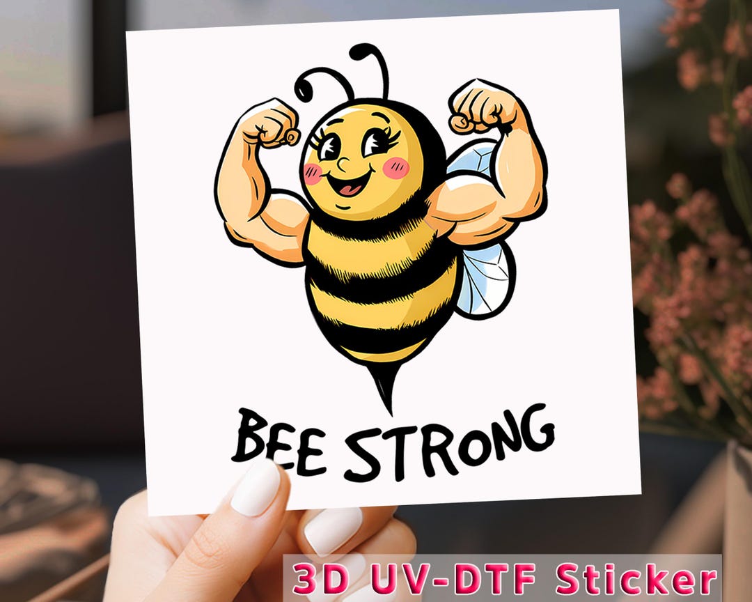 Strong Cute Bee UV DTF, Empowered Muscle Bumblebee Design, Uv DTF ...