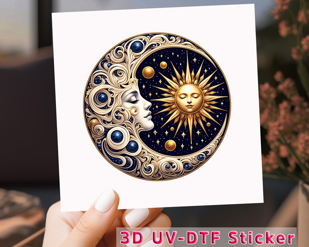 Sun and Moon UV DTF Transfer: Mystic Space Decal for Cups - Etsy