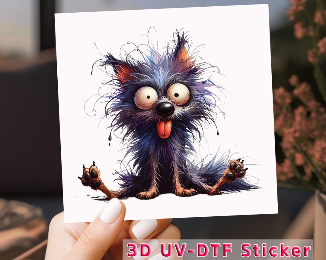Wild Dog Crazy Face UV DTF Transfer, Uv Dtf Cup Wrap, Silly Pup Tongue ...