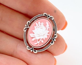 Rose Cameo Brooch Etsy