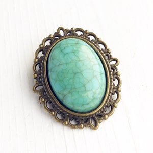 Faux Turquoise Brooch Blue Pin - Etsy