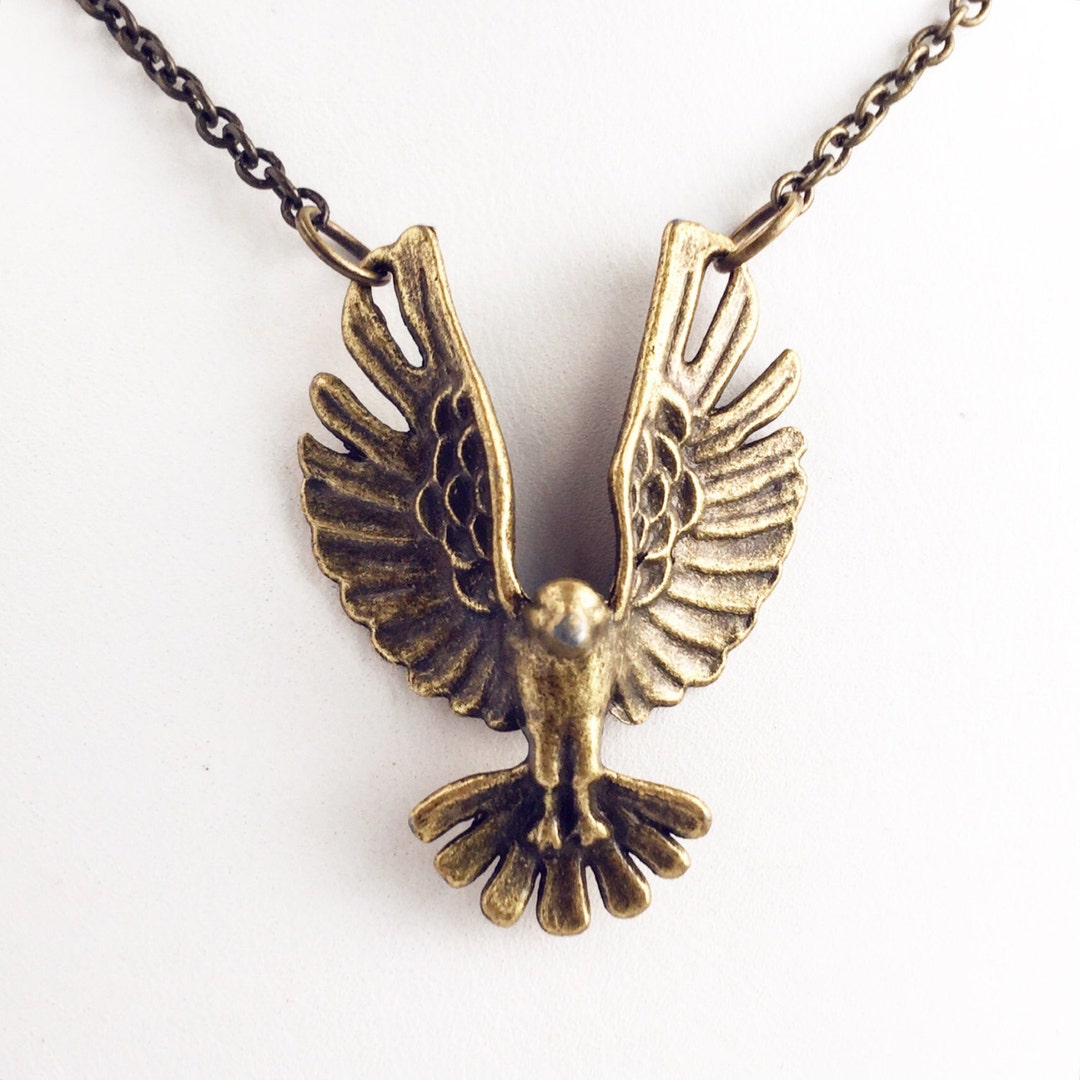 Hawk Necklace / Bronze Brass Pick Your Length / Bird of Prey Eagle Boho ...