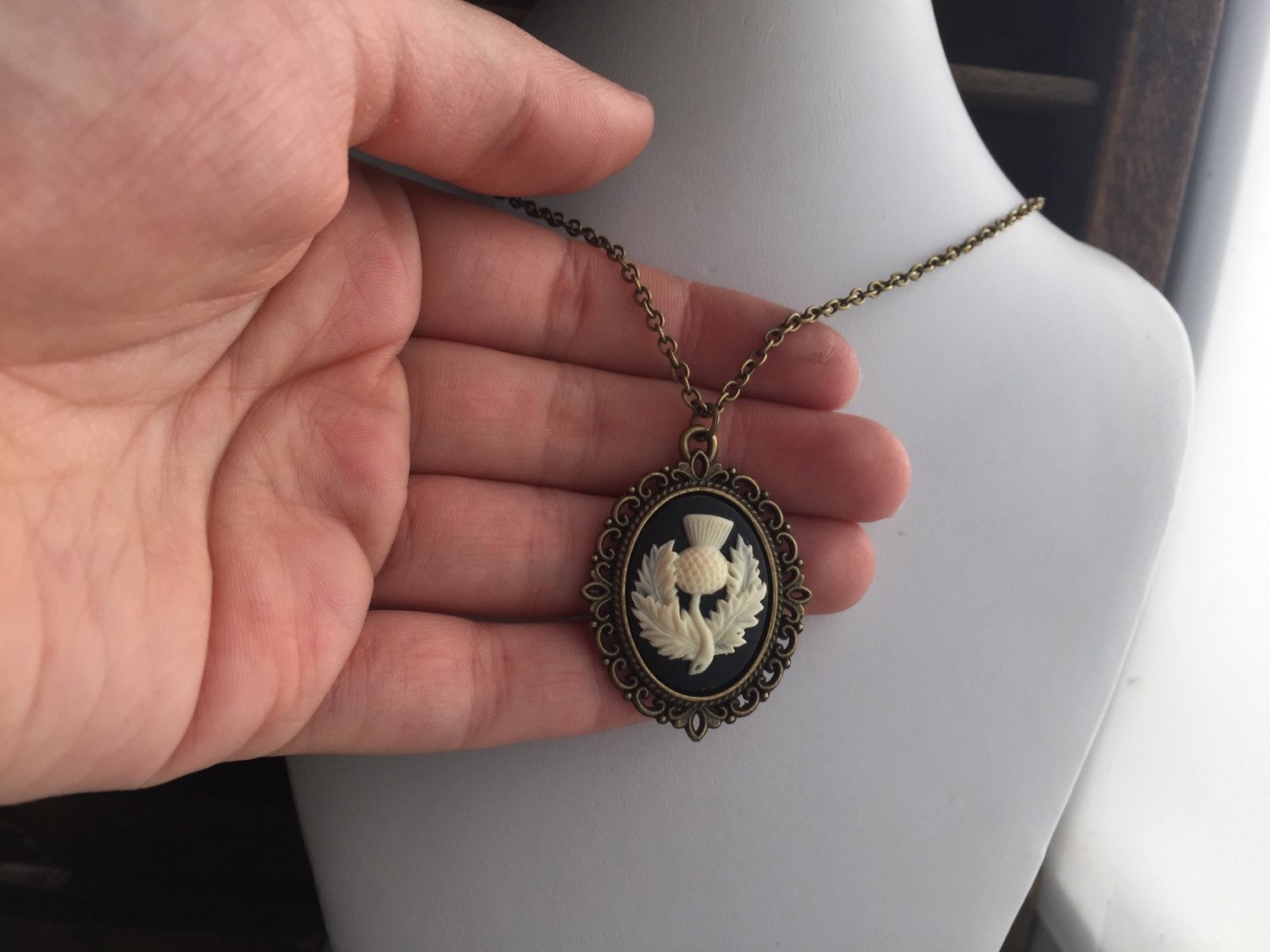 Scottish Thistle Cameo Necklace Scotland Pendant Thistle - Etsy