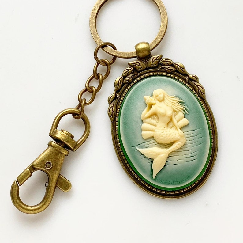 Mermaid Keychain Cameo Key Chain Mermaid Lover Gift - Etsy