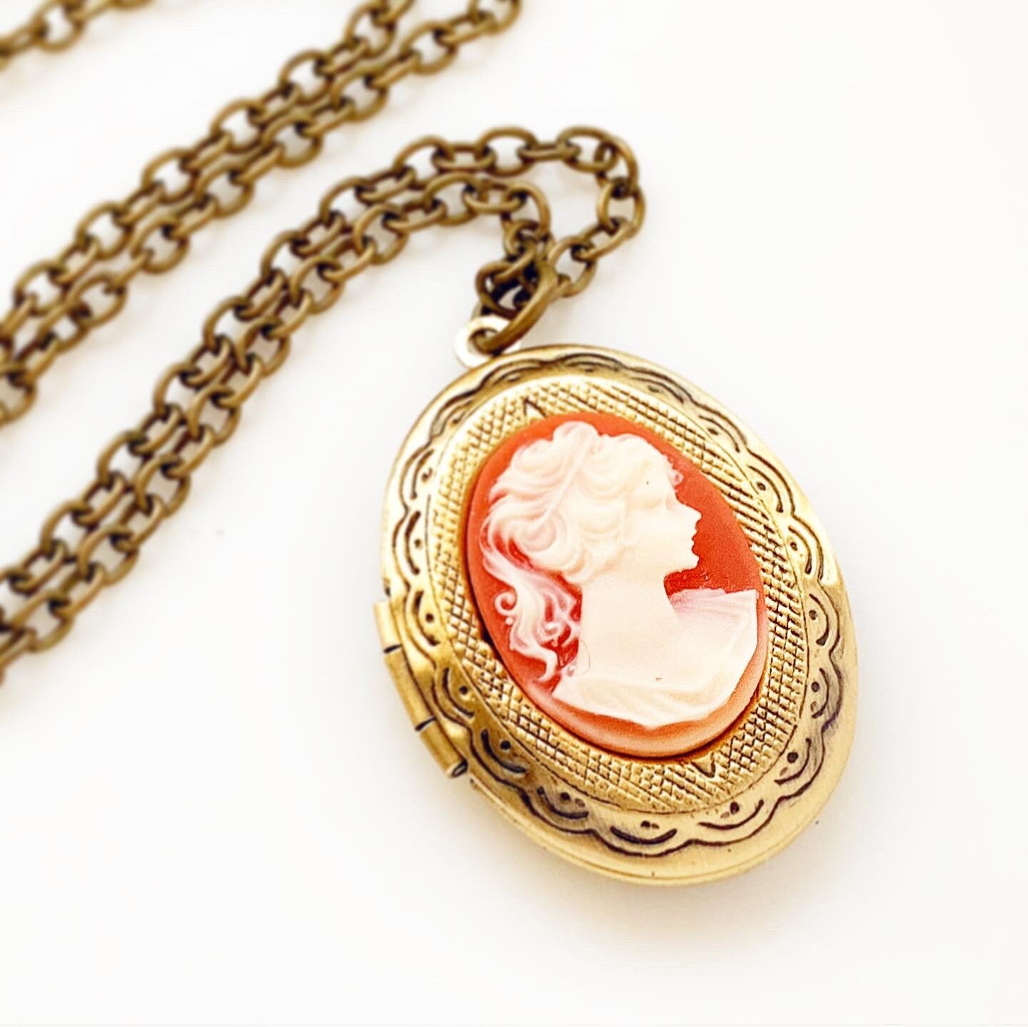 Cameo Locket Necklace Cameo Jewelry Locket Pendant Gift for | Etsy