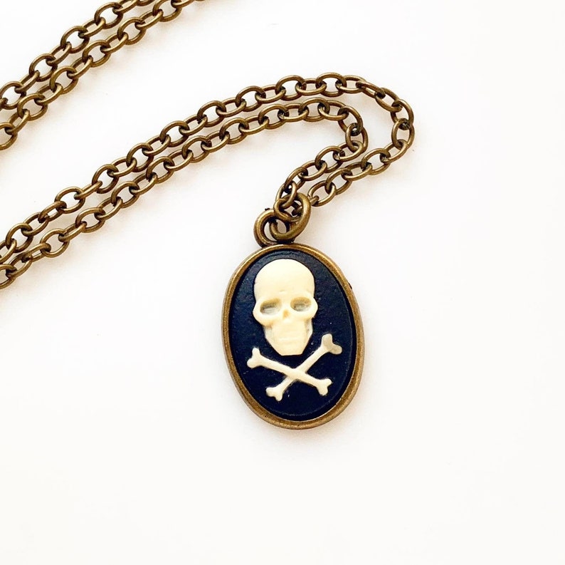 Skull and Crossbones Cameo Necklace Small Skull Pendant - Etsy