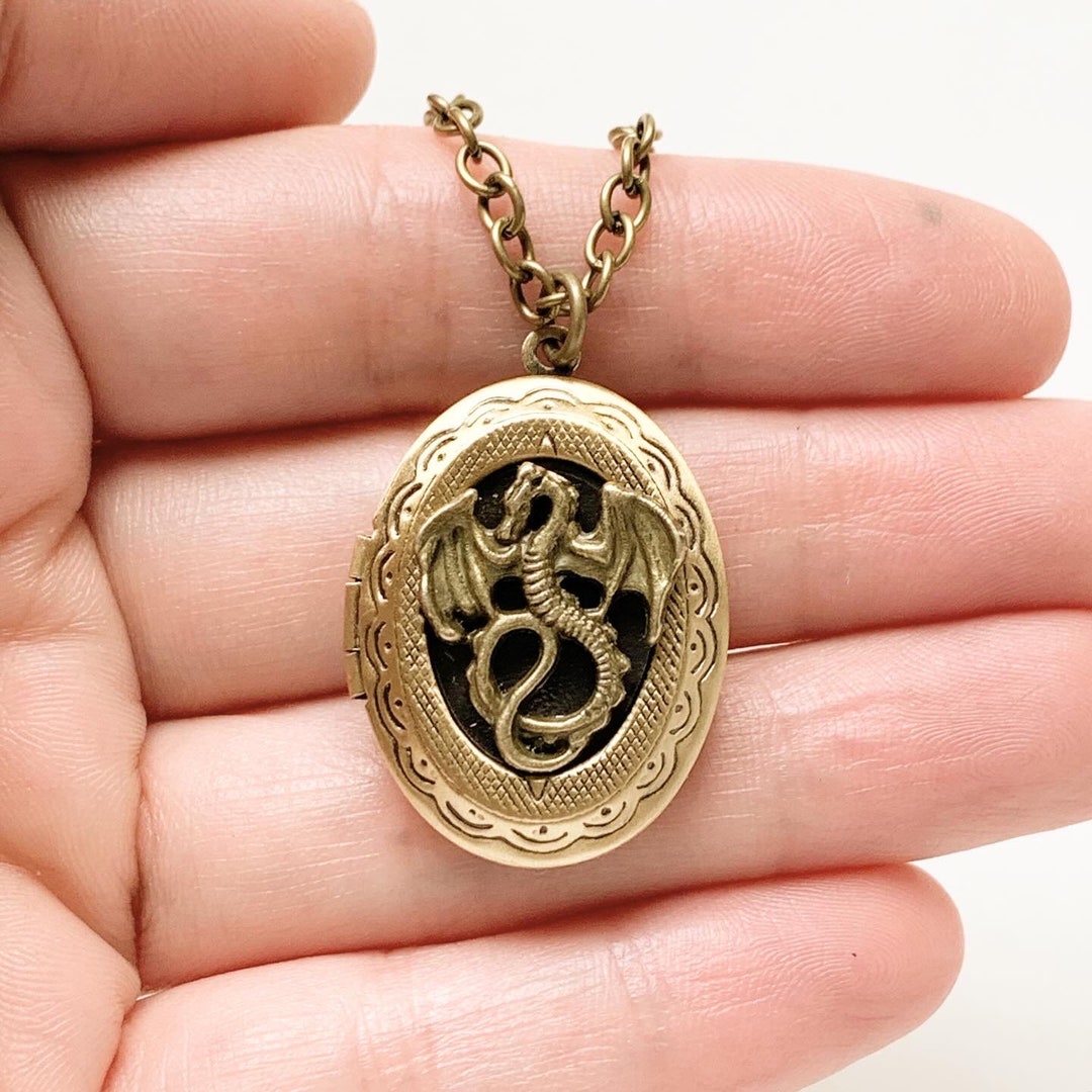 Dragon Locket Necklace Dragon Gifts Locket Pendant - Etsy
