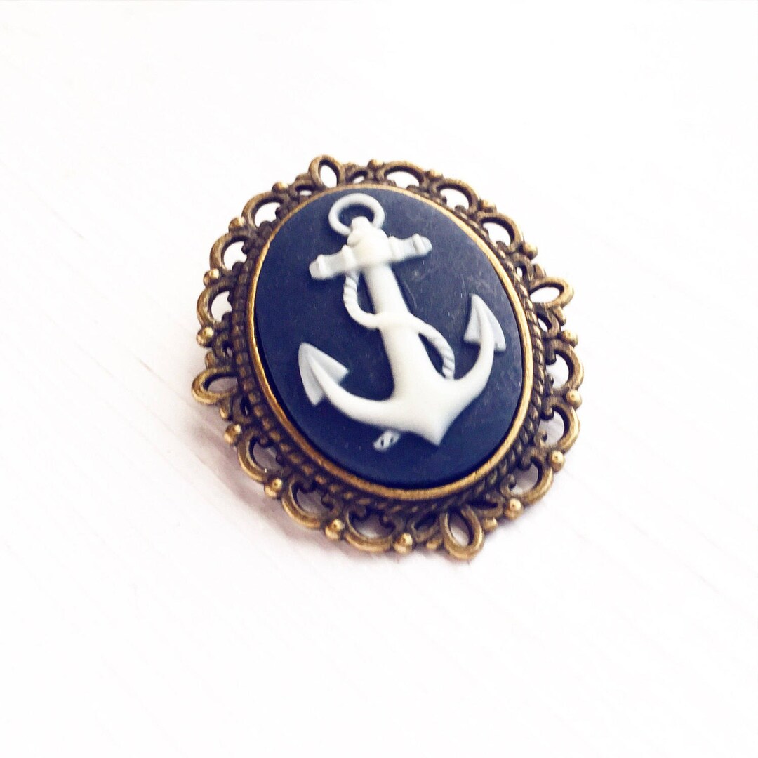Anchor Cameo Brooch Pirate Hat Pin Navy Brooch Anchor Jewelry - Etsy