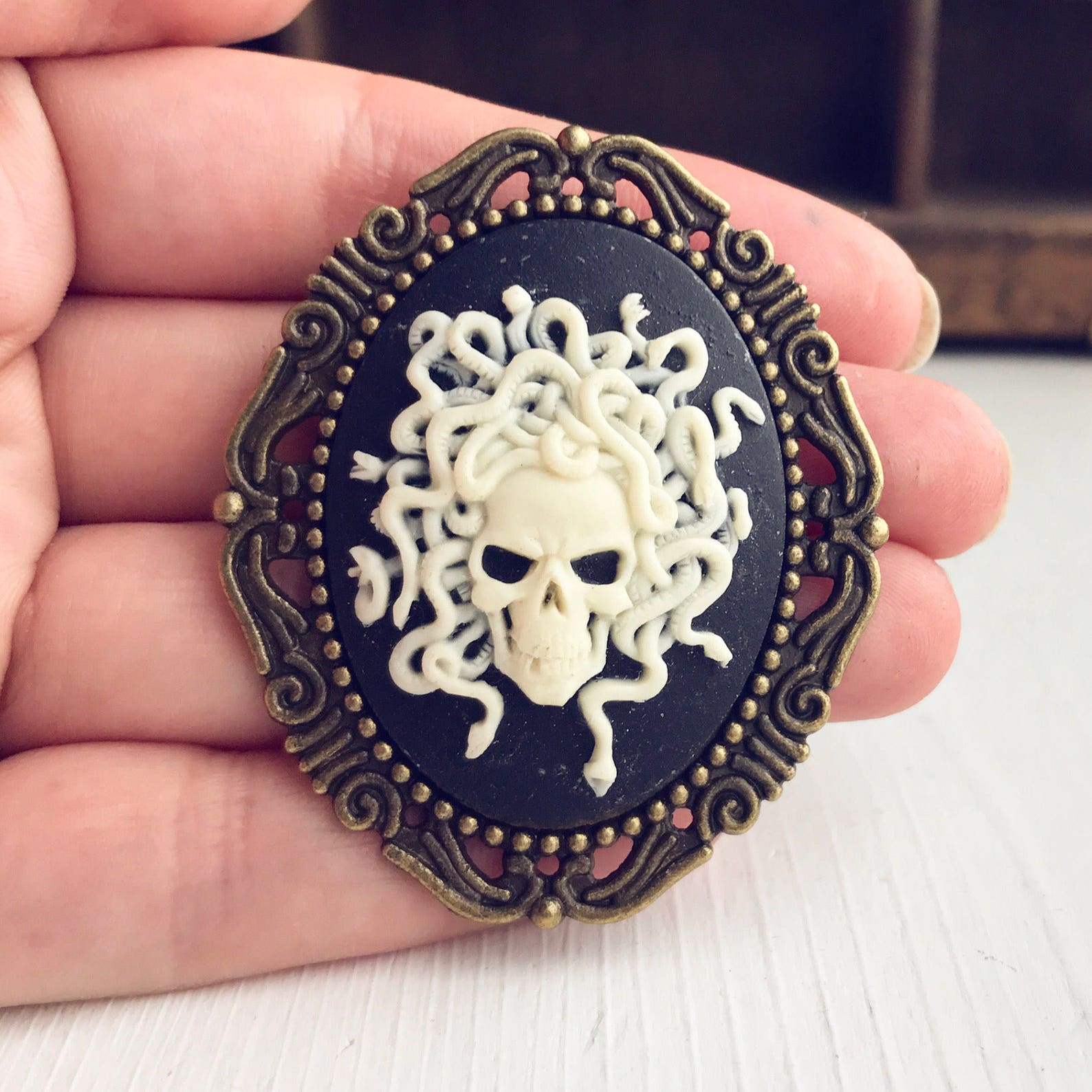 Medusa Cameo Brooch Medusa Costume Pirate Hat Pin Renaissance - Etsy