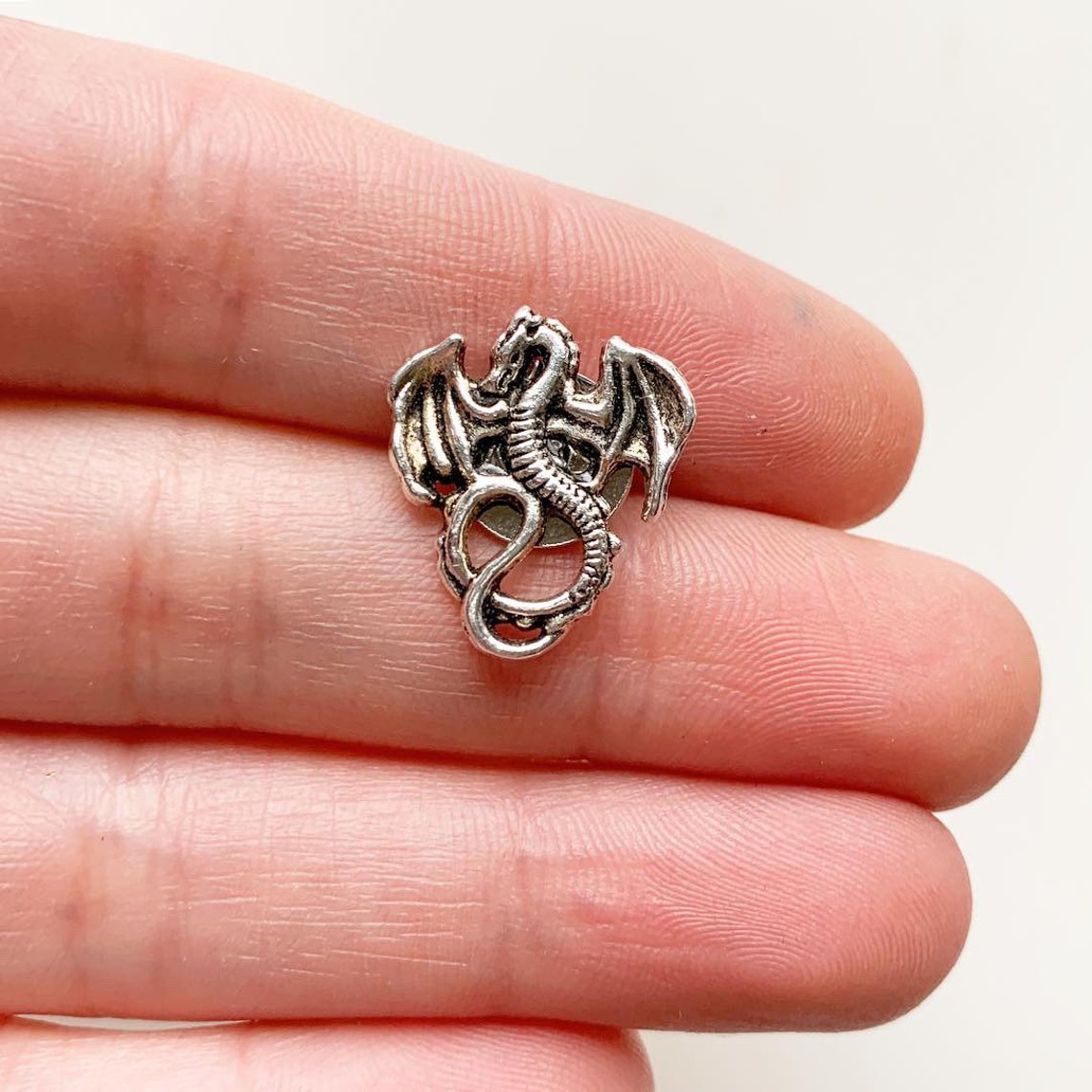 Dragon Lapel Pin Small Silver Tie Tack Brooch | Etsy