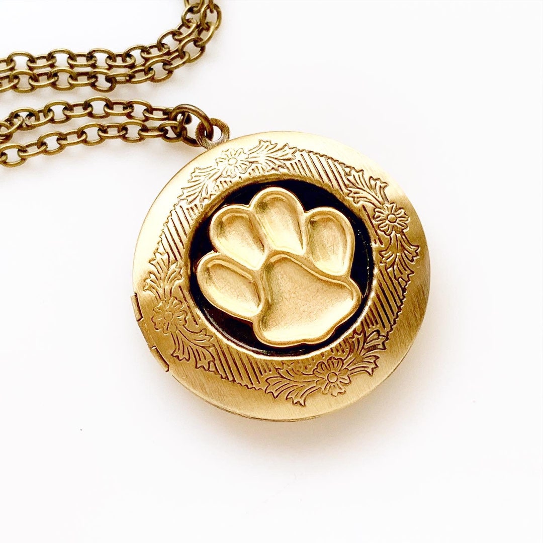 Paw Print Locket Necklace Pet Jewelry Gift for Dog Lovers Cat Lovers - Etsy