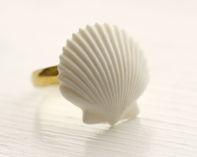 Ocean Foam Seashell Ring / Vintage / Simple / Adjustable / White ...