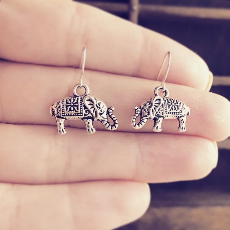 Elephant Earrings Silver Elephant Jewelry - Etsy
