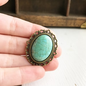 Faux Turquoise Brooch Blue Pin - Etsy