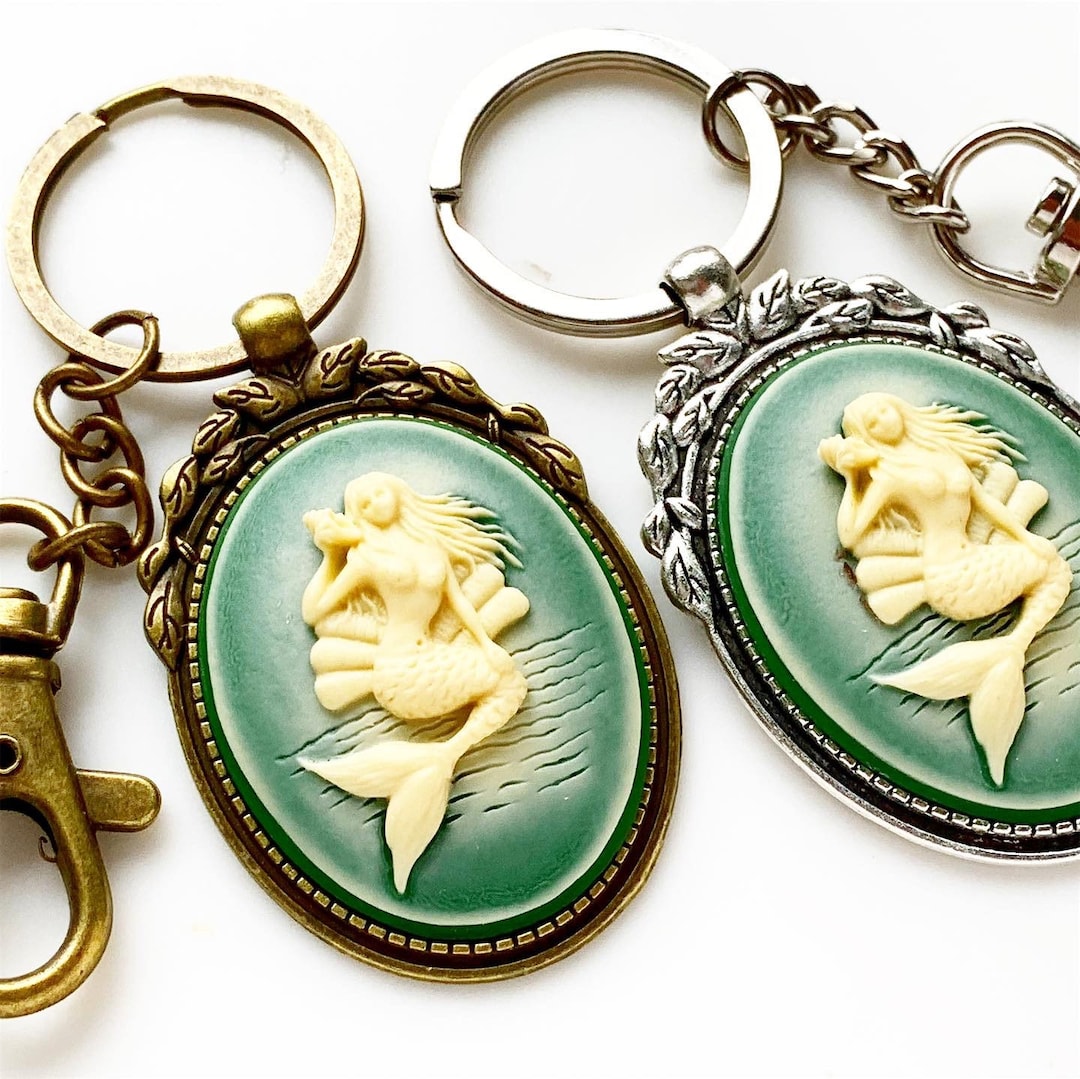 Mermaid Keychain Cameo Key Chain Mermaid Lover Gift - Etsy