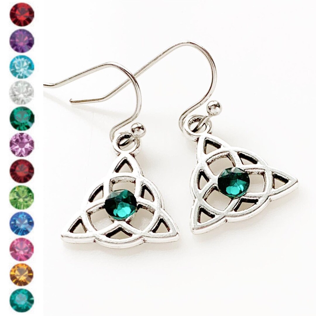 Celtic Knot Birthstone Earrings Celtic Jewelry Irish Knot Earrings - Etsy