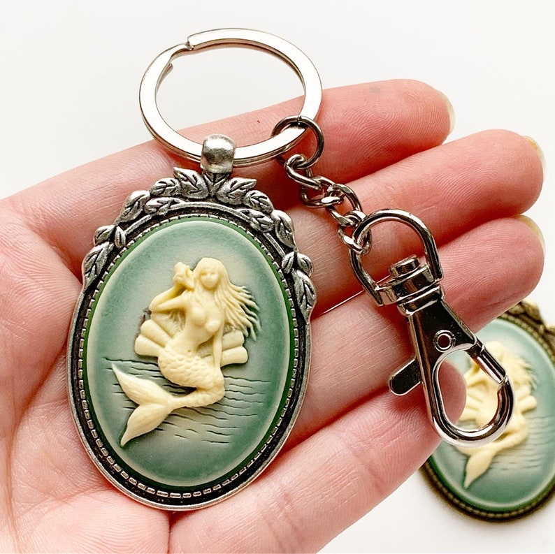 Mermaid Keychain Cameo Key Chain Mermaid Lover Gift - Etsy