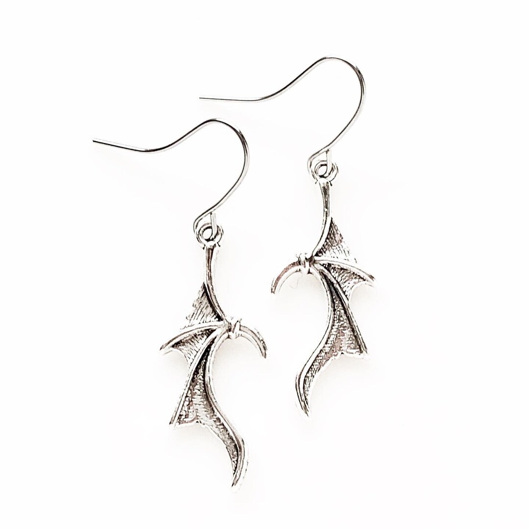 Silver Dragon Wing Earrings - Etsy