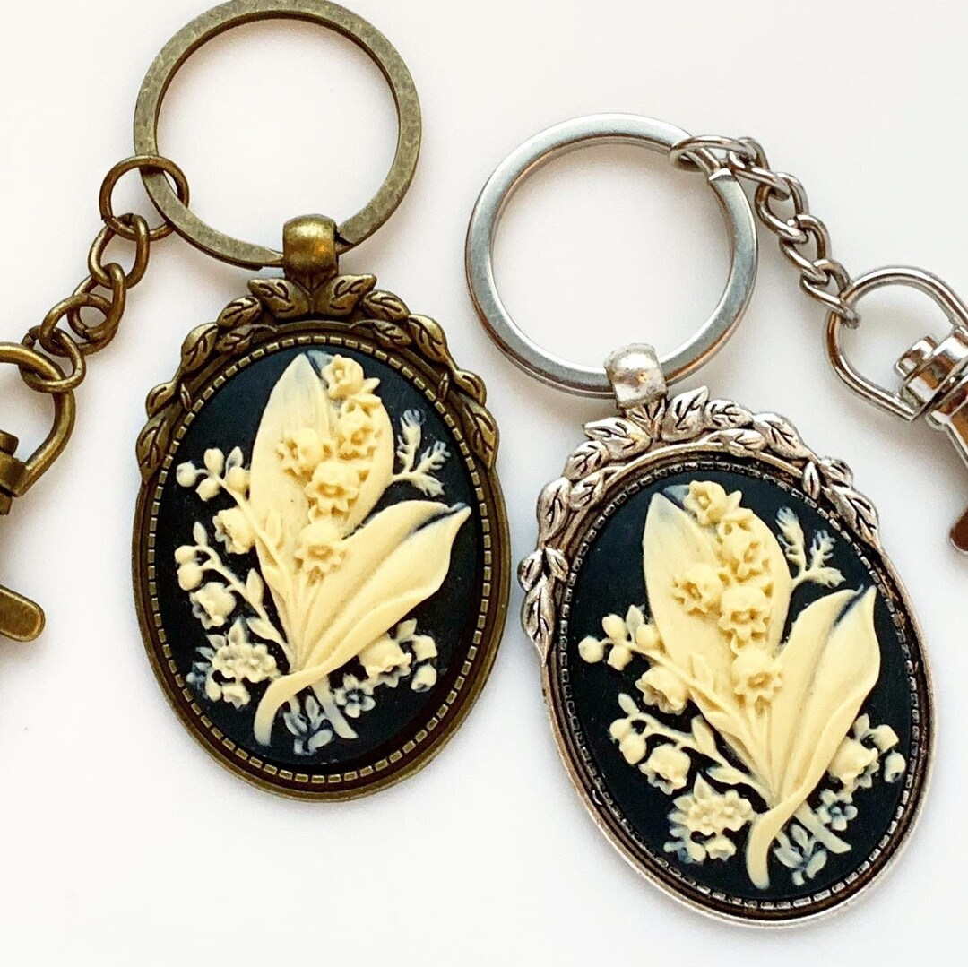Lily of the Valley Keychain Floral Cameo Keychain Gift for Her - Etsy