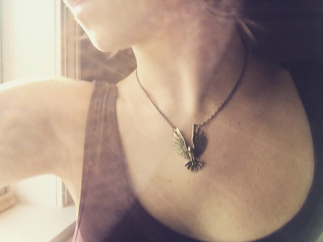 Hawk Pendant Necklace Bronze Hawk Necklace - Etsy