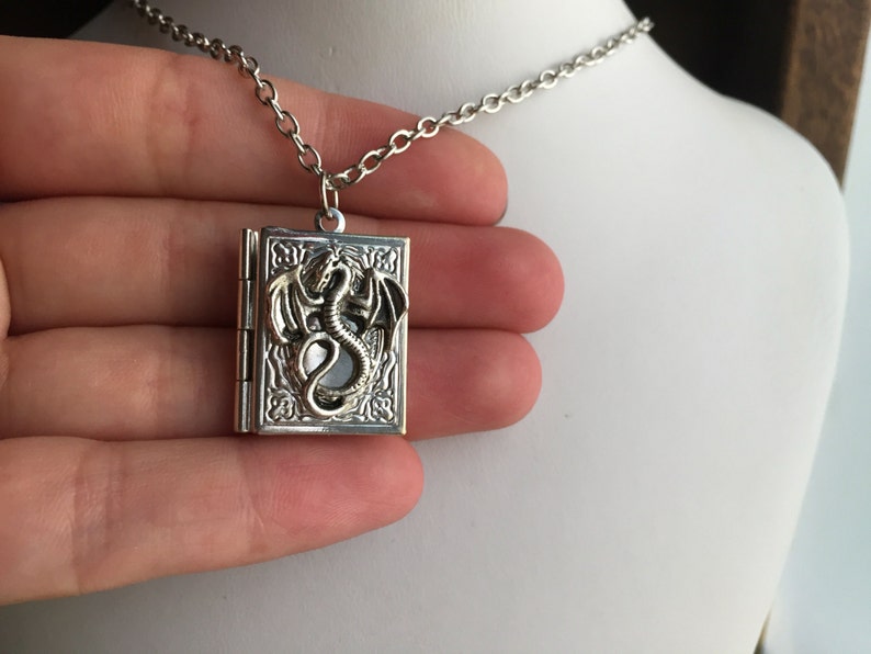Dragon Book Locket Necklace Dragon Jewelry Fantasy Dragonlance - Etsy