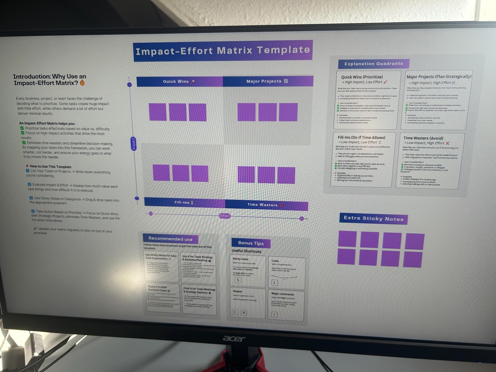 Impact Effort Matrix: Editable Canva Template (digital Download) - Etsy