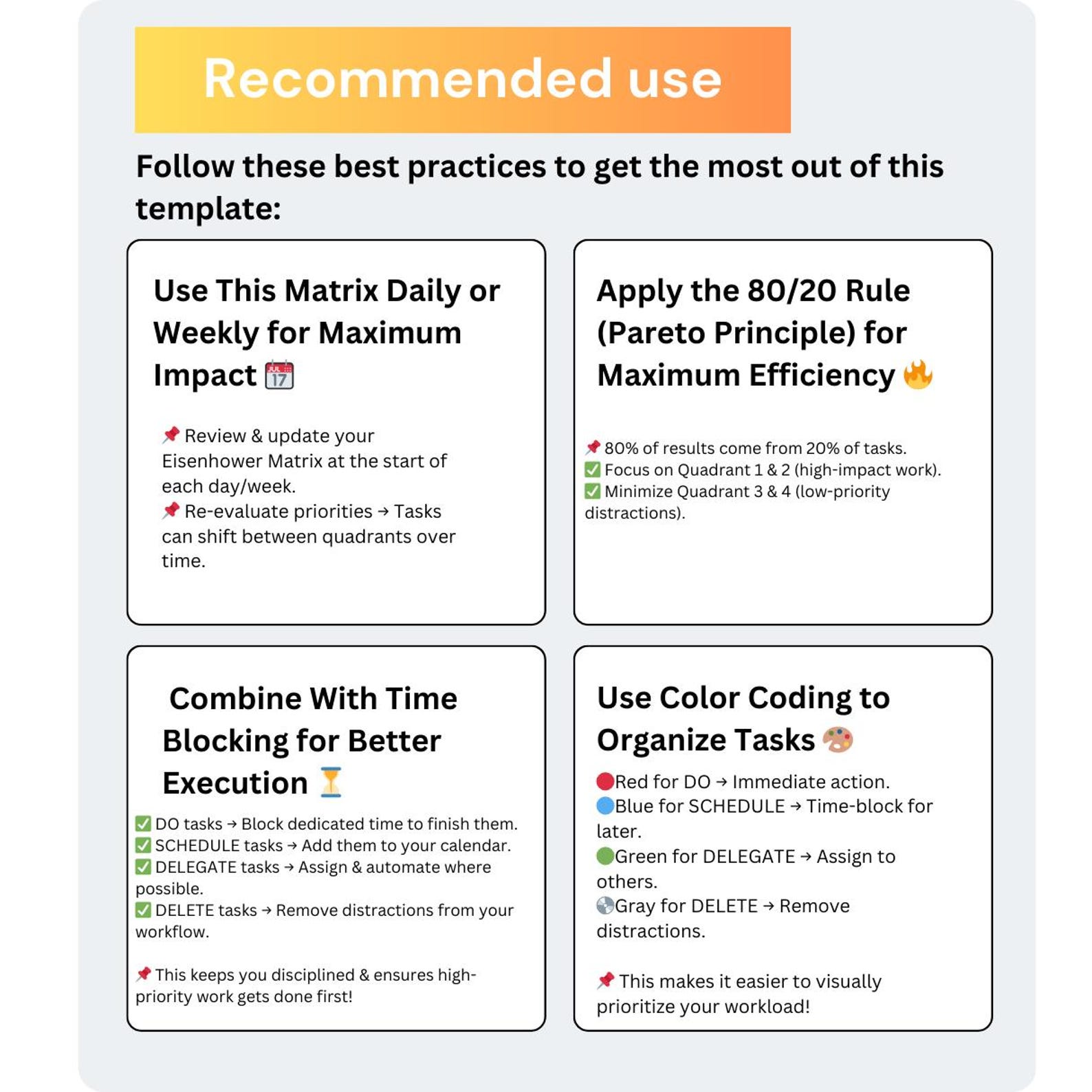 Eisenhower Matrix Template | Task Prioritization Planner | Time ...