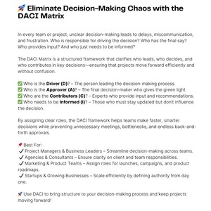 DACI Matrix Template: Project Management, Team Collaboration (editable ...