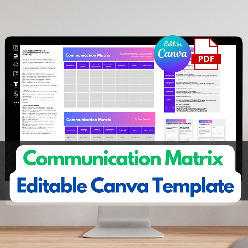 Communication Matrix: Team & Stakeholder Planner (editable Canva ...
