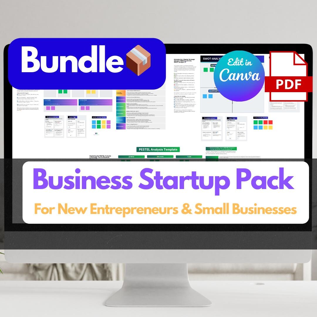Business Startup Template Pack | Business Model Canvas, SWOT, PESTEL ...