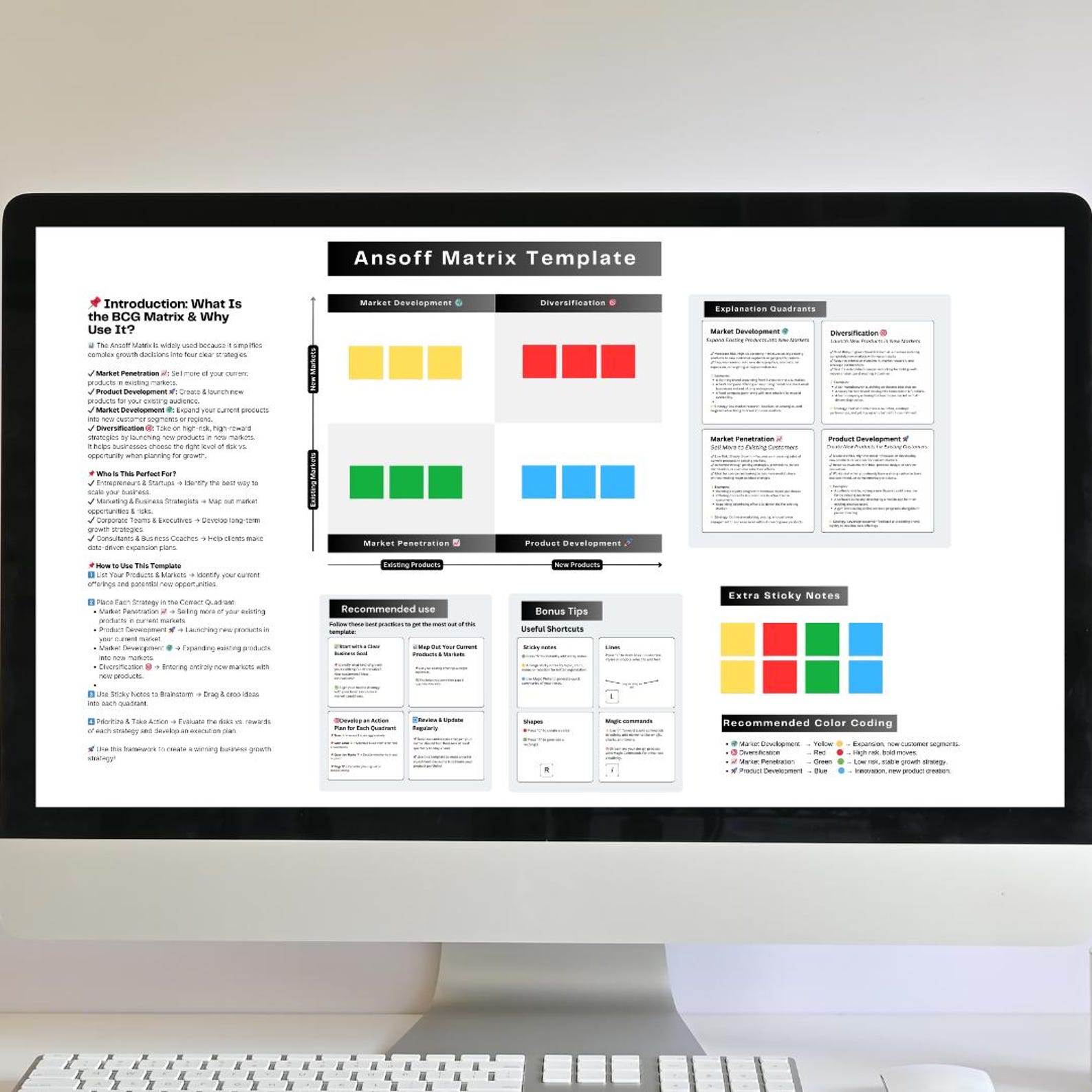 Ansoff Matrix Template | Business Growth & Market Expansion Strategy ...