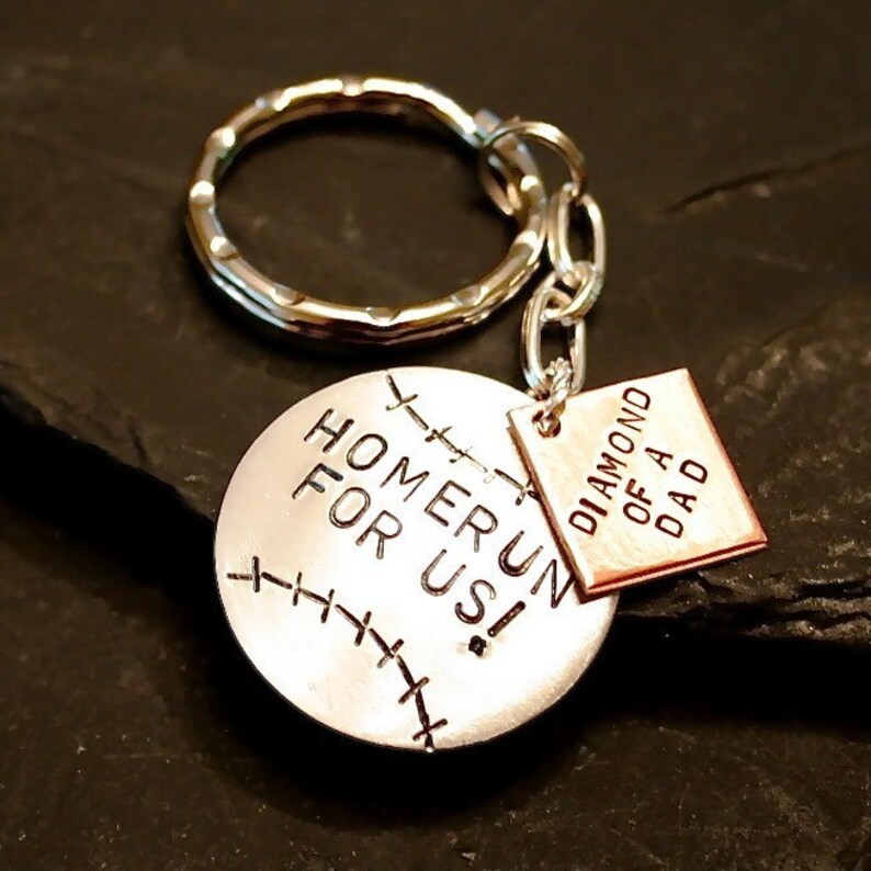 Diamond of a Dad Baseball Keychain - Etsy