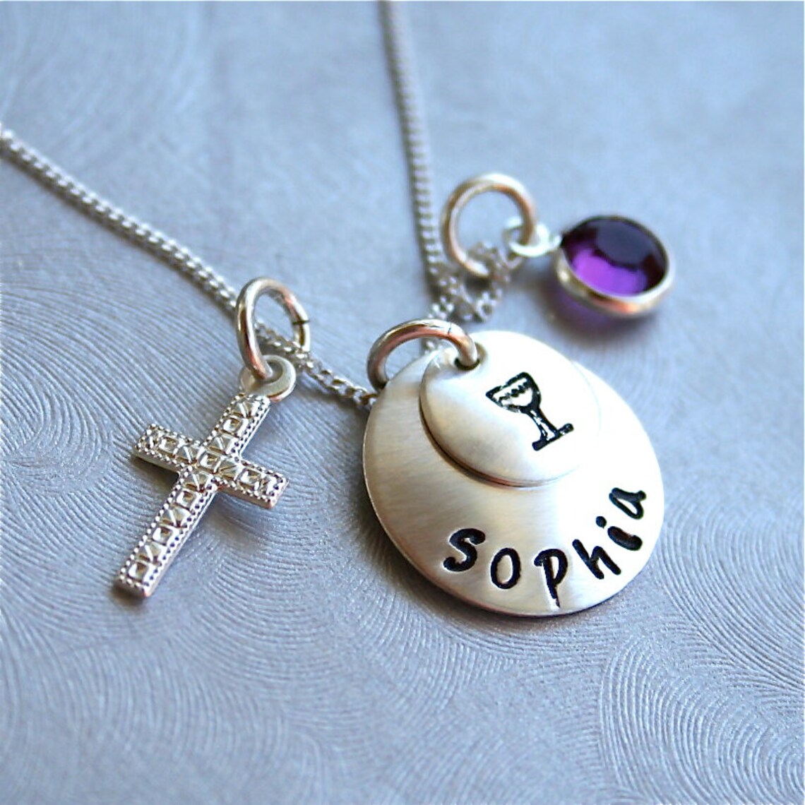 Communion Sterling 1st Communion Necklace First Holy - Etsy