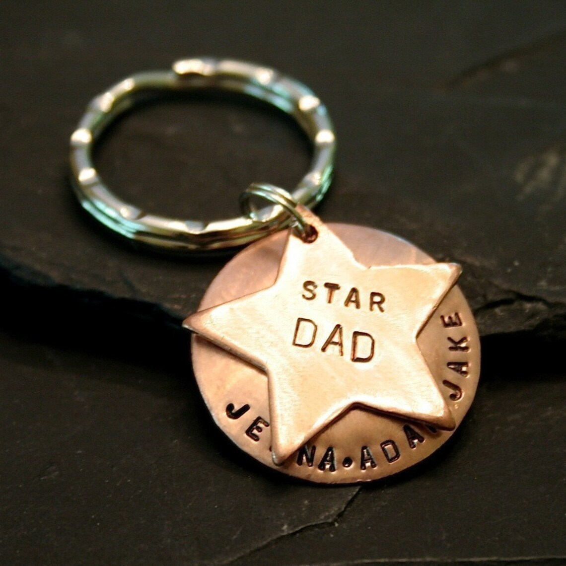 Star Dad/grandpa/uncle Copper Keychain - Etsy