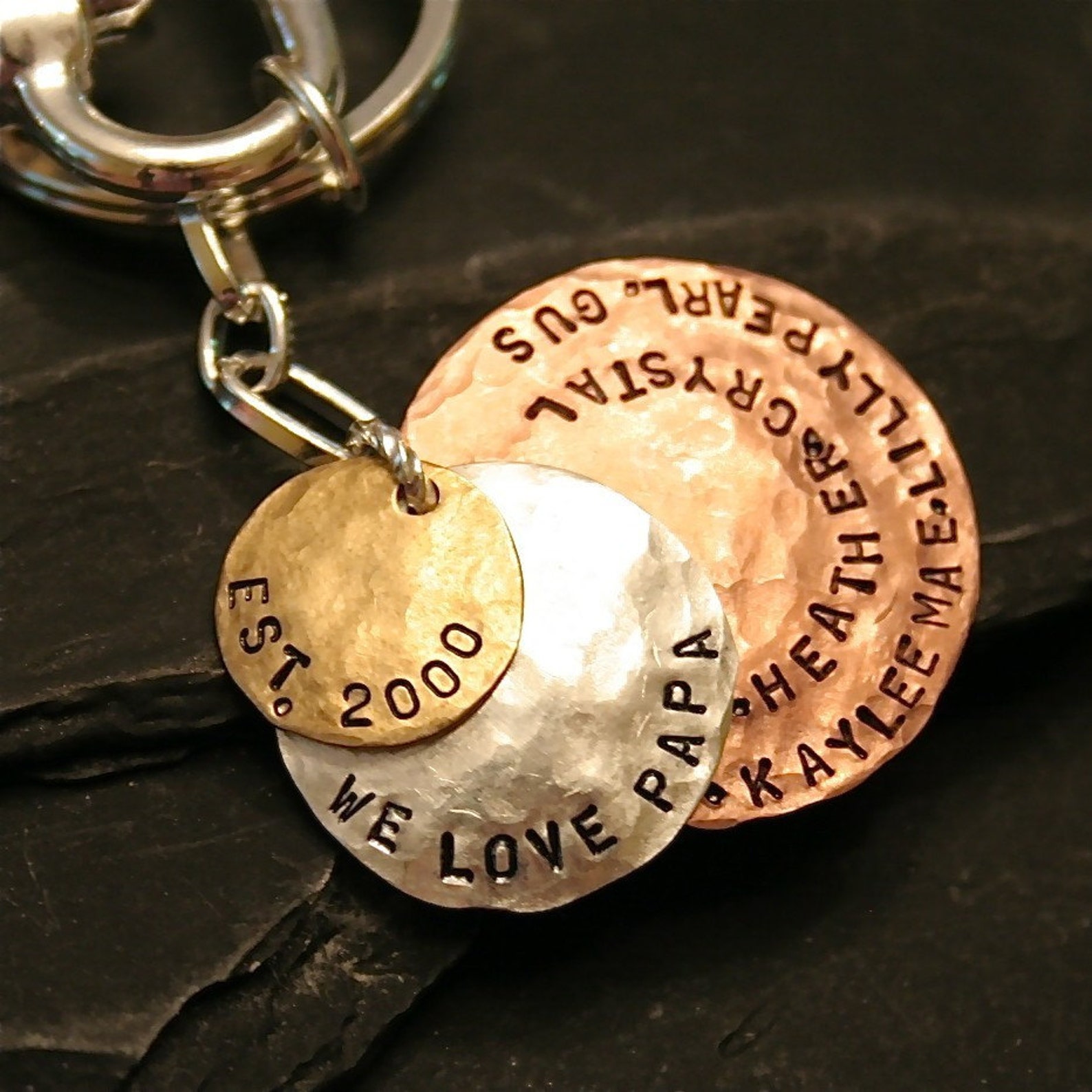 Trio of Metal Keychain Sterling/copper/brass - Etsy