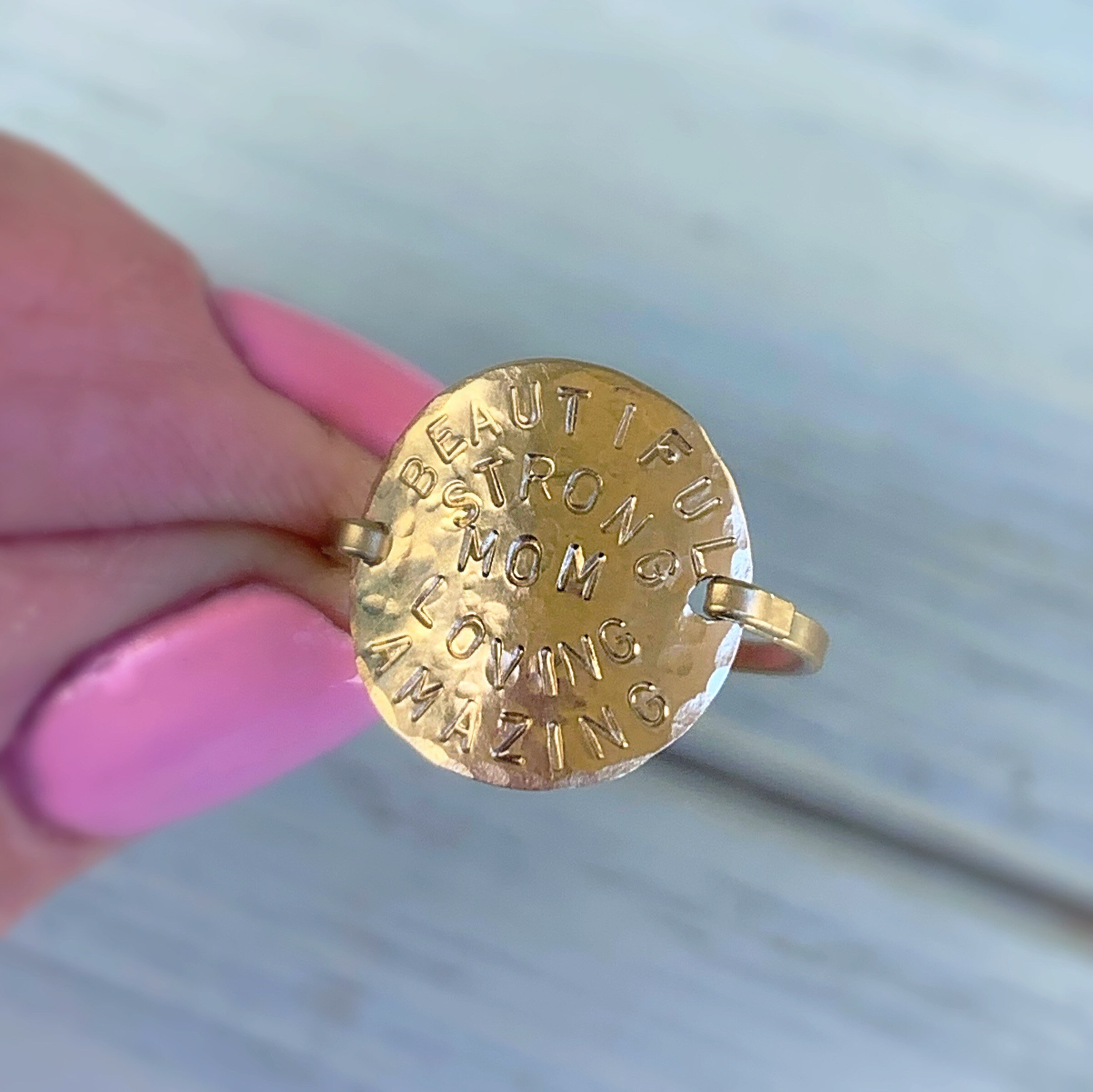 Hammered personalized Date Ring | Etsy